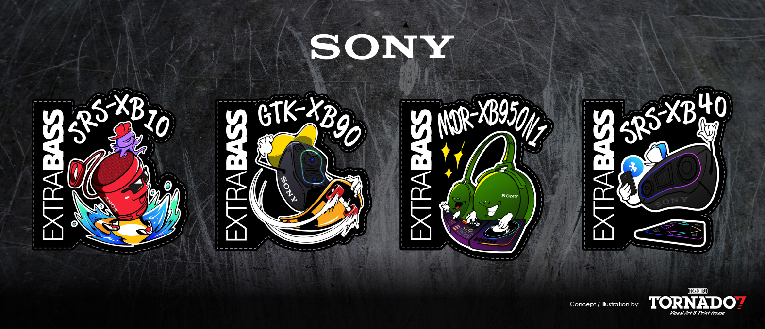 SONY ExtraBass Product Sticker Design - Tornado7Design