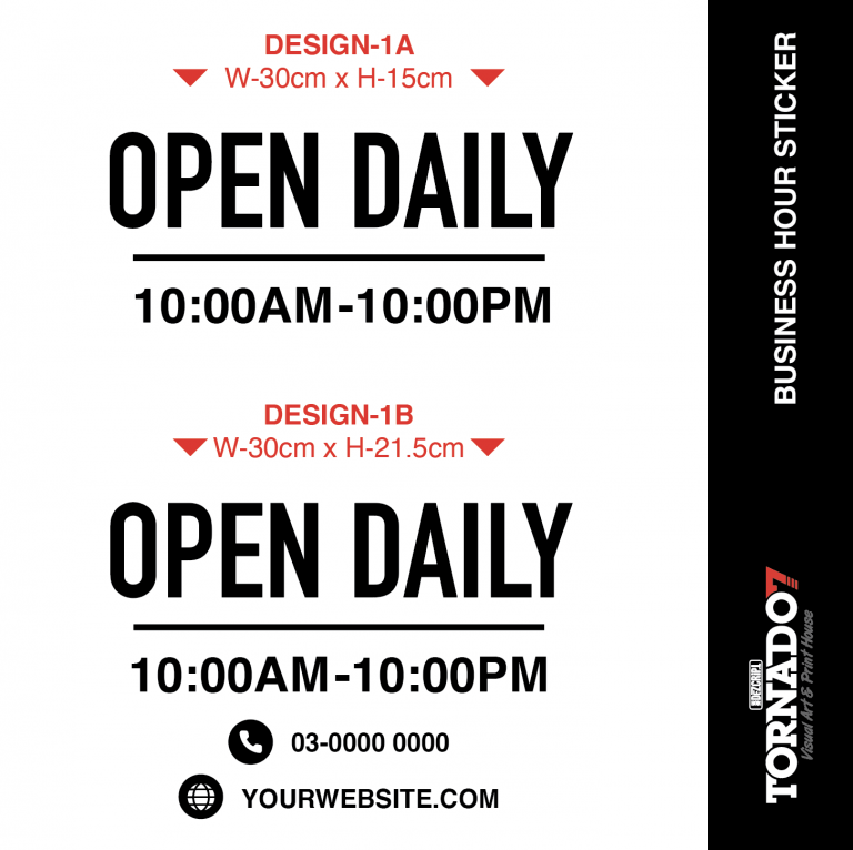 Custom Business Hour Sticker – Tornado7Design