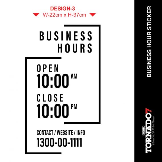 Custom Business Hour Sticker – Tornado7Design