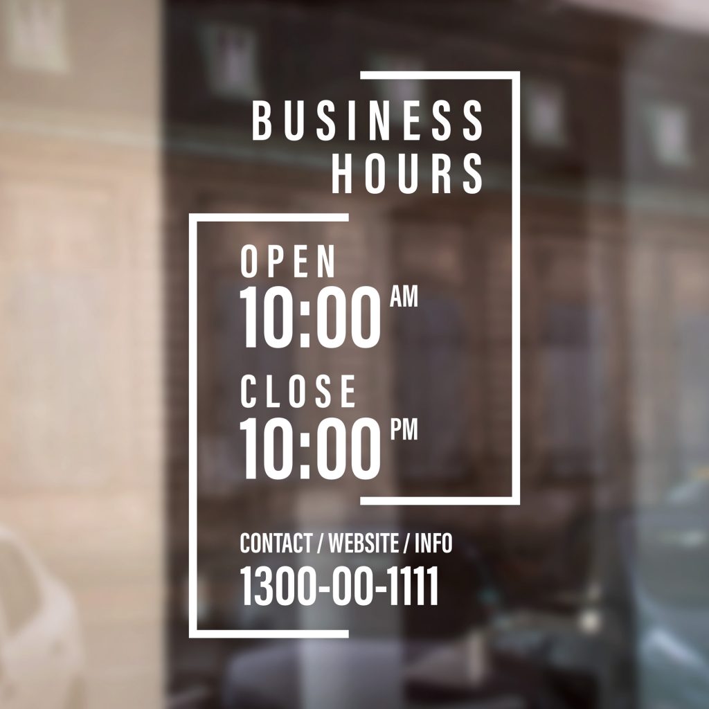 Custom Business Hour Sticker – Tornado7Design